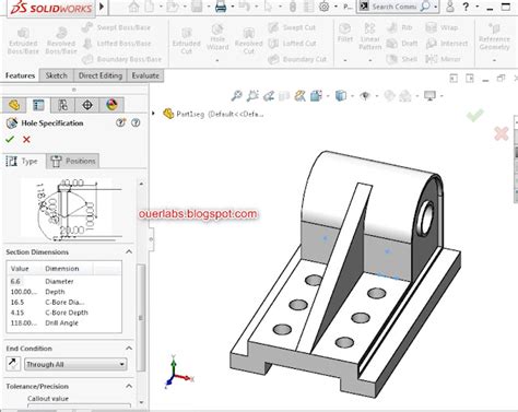 step by step procedure to create the part model using solidworks ~ ourengineeringlabs