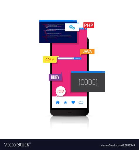 Programming And Coding Mobile Applications Web Vector Image