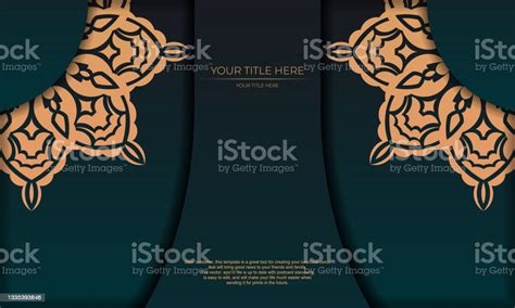 빈티지 패턴초대 카드 디자인 고급 장식품과 디자인장소가 있는 짙은 녹색 템플릿 배너 0명에 대한 스톡 벡터 아트 및 기타 이미지 0명 검은색 금색 Istock