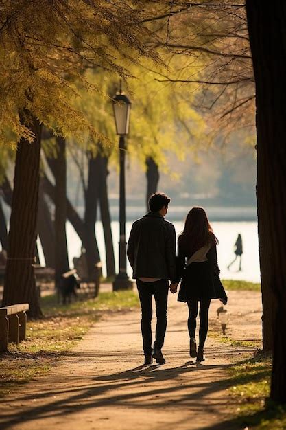 Premium AI Image A Man And A Woman Walking Down A Path