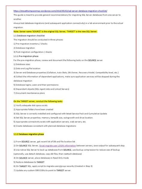 sql db migration checklist praveen mb 91 8197293434 pdf pdf