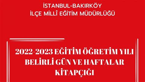 Eğitim Öğretim Yılı Belirli Gün ve Haftalar Kitapçığı