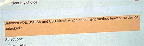 SOLVED Clear My Choice Between ADE USB SA And USB Direct Which