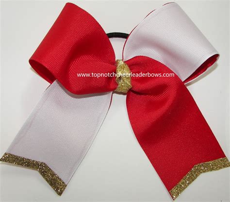 Red White Gold Glitter Cheer Bow Sparkly Red White Gold Bow