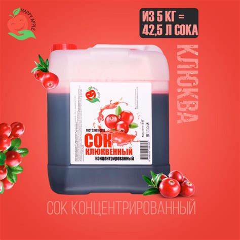 Концентрат сока Клюквенный 5 кг Happy Apple, кисл. 9% купить на OZON по ...