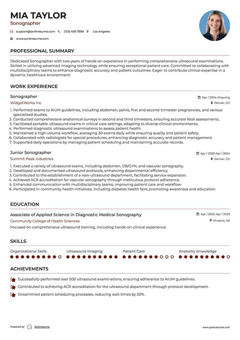 10 Sonographer Resume Samples And Templates For 2025