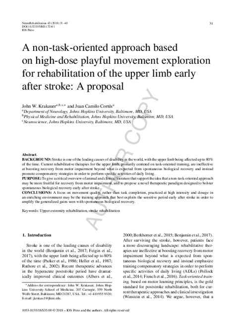 Pdf A Non Task Oriented Approach Based On High Dose Playful Movement