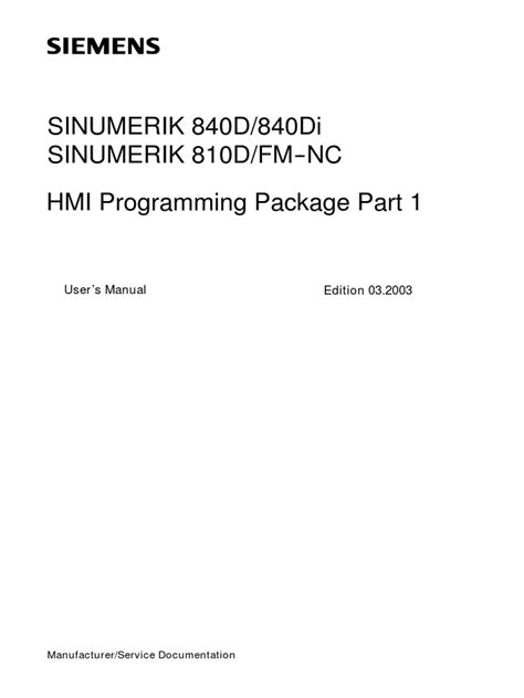 Sinumerik 840d 840di Sinumerik 810d Fm Nc Hmi Pdf Pdf User