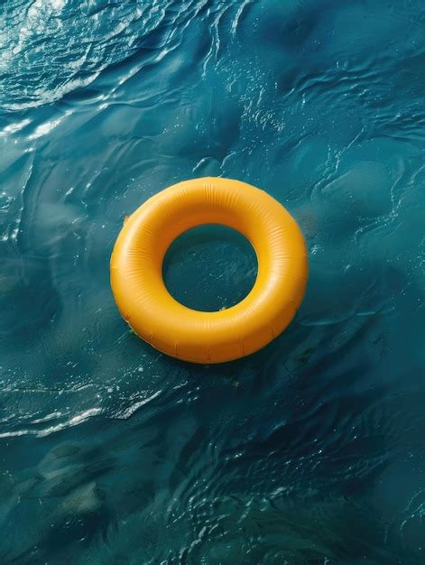 Premium Photo A Yellow Rubber Ring Floats In The Water