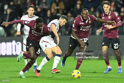 Boulaye Dia Of Us Salernitana 1919 Competes For The Ball With Hubert