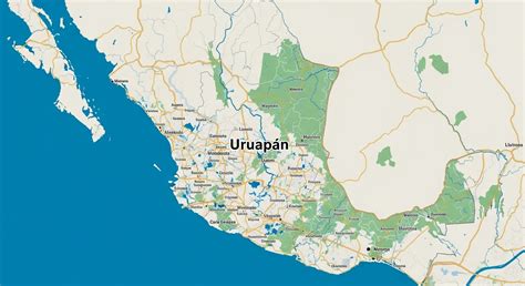Mapa De Uruapan Michoacán Geografía De La Perla Del Cupatitzio