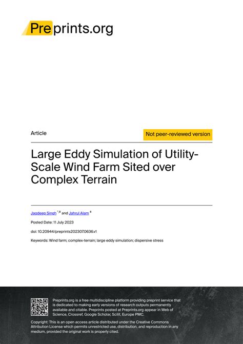 Pdf Large Eddy Simulation Of Utility Scale Wind Farm Sited Over Complex Terrain
