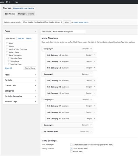 horizontal submenu in genesis sridhar katakam