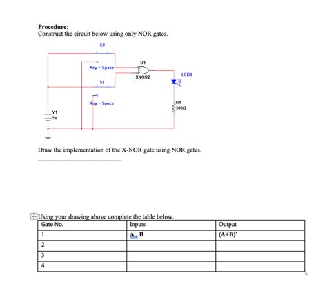 Solved Procedure Construct The Circuit Below Using Only Nor