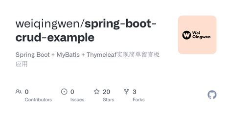 Github Weiqingwenspring Boot Crud Example Spring Boot Mybatis Thymeleaf实现简单留言板应用