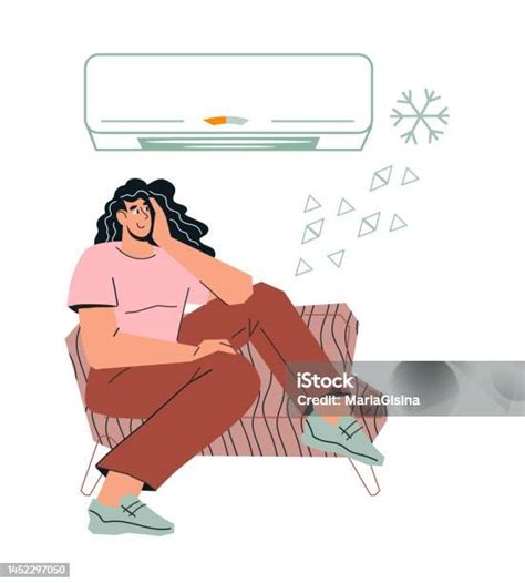 白い背景にエアコンの平らなベクターイラストを楽しむ女性 くつろぐのベクターアート素材や画像を多数ご用意 くつろぐ エアコン 眠る