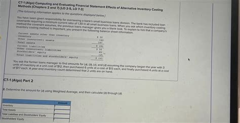 solved c7 1 algo computing and evaluating financial
