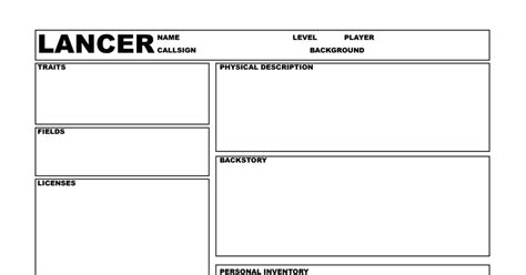 Lancer 1 4 Character Sheet Lancerrpg