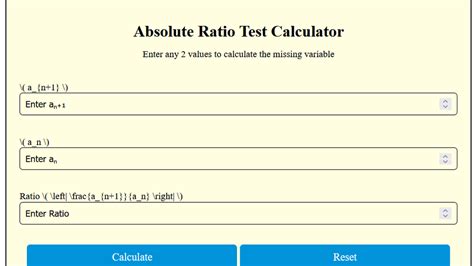 Absolute Ratio Test Calculator Area Calculators