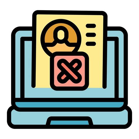 Premium Vector Laptop Account Icon Outline Vector Web Deleting Avatar Network Color Flat