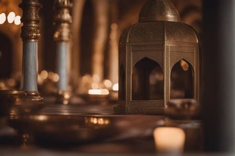 Premium Ai Image A Time Of Reflection Mosque Lamps Radiance For Eid