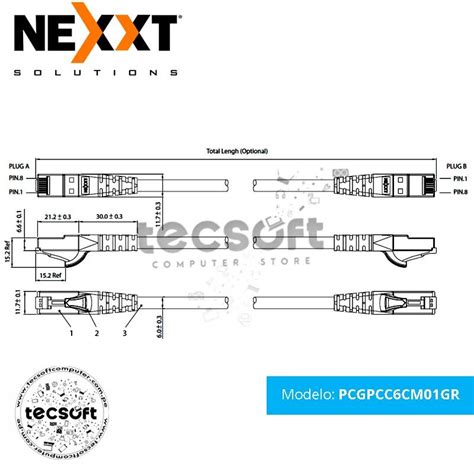Patch Cord UTP Multifilar Cat6 Tipo CM 1ft PCGPCC6CM01GR