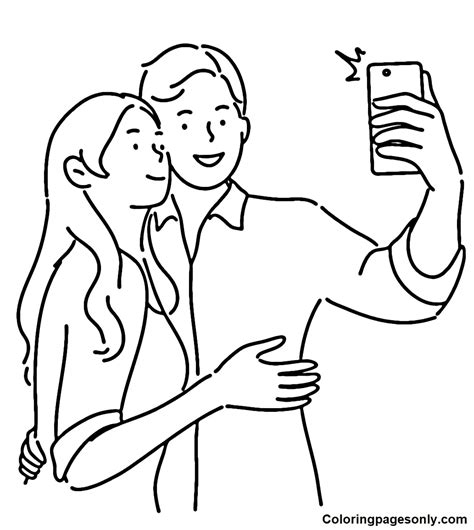 Selfie Para Colorear Imágenes Para Dibujar Gratis