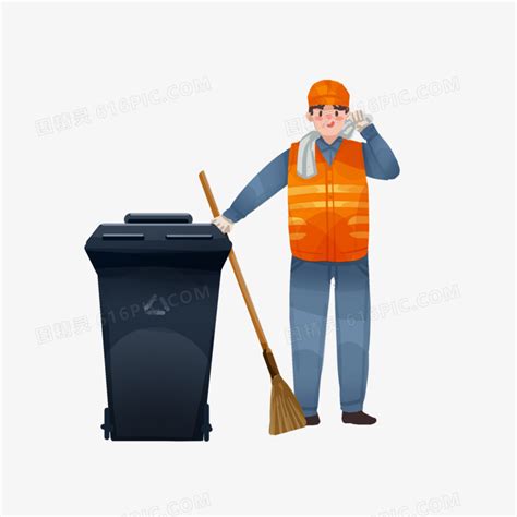 手绘环卫工人插画元素图片免费下载 PNG素材 编号1pkirryyr 图精灵