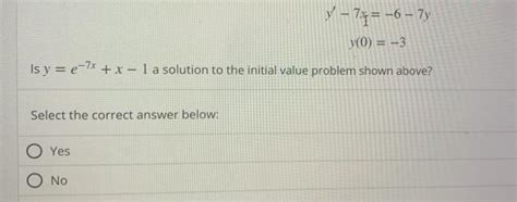 Solved Y X Yy Is Y E X X A Solution To The Chegg Com