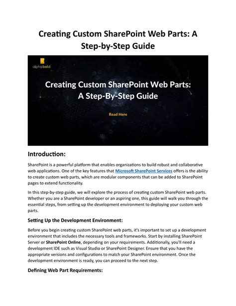 Creating Custom SharePoint Web Parts A Step By Step Guide Pdf