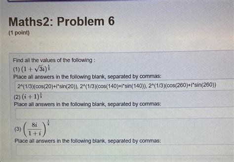 Solved Find All The Values Of The Following I Chegg