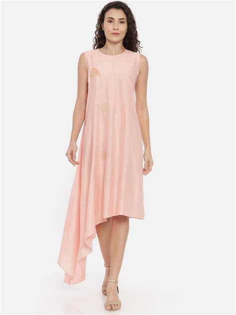 Pink Cotton Silk Asymmetrical Dress As0406 Asmi Shop