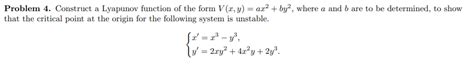 solved problem 4 construct a lyapunov function of the form