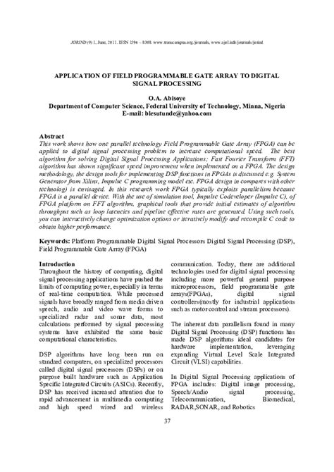 pdf application of field programmable gate array fpga to digital