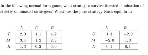 solved in the following normal form game what strategies