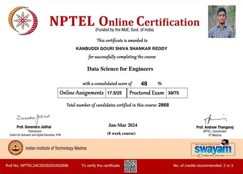 kanbuddi gouri shiva shankar reddy on linkedin done with the nptel regarding course of data