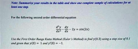 solved note summarize your results in the table and show one complete