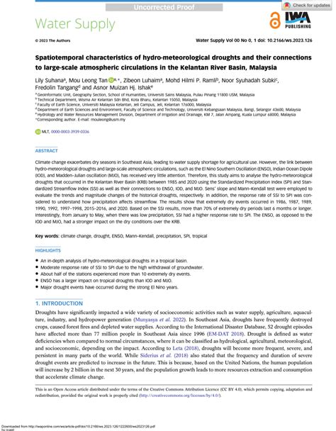 Pdf Spatiotemporal Characteristics Of Hydro Meteorological Droughts And Their Connections To