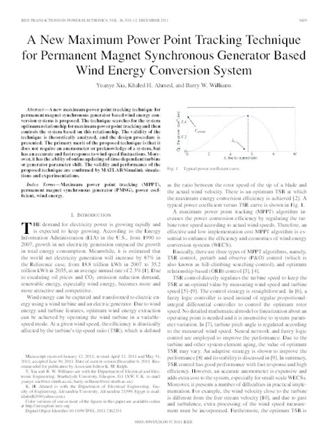 Pdf A New Maximum Power Point Tracking Technique For Permanent Magnet