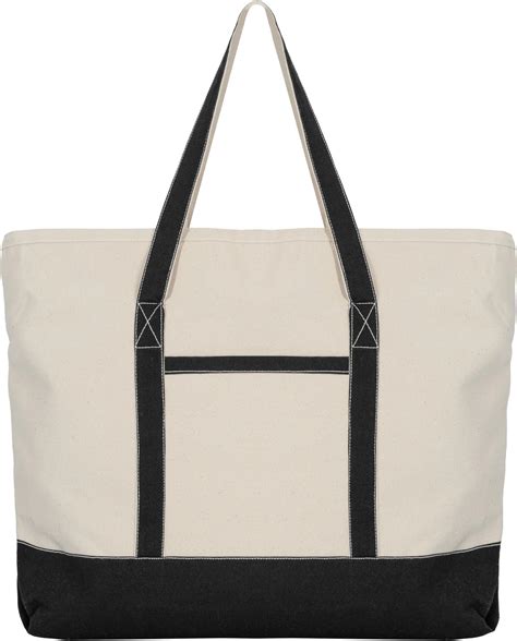 Vpal Large Canvas Tote Bag With Zipper 19 X15 Inch 12oz