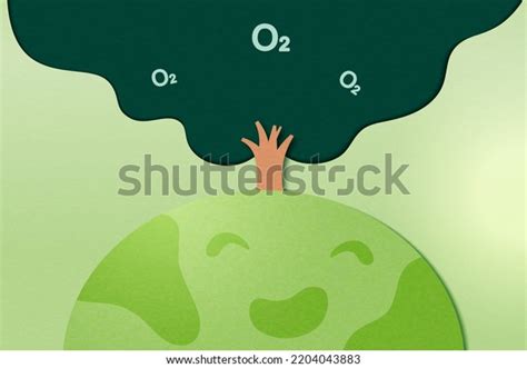 Trees Releasing Oxygen Absorbing Carbon Dioxideecology Stock Vector