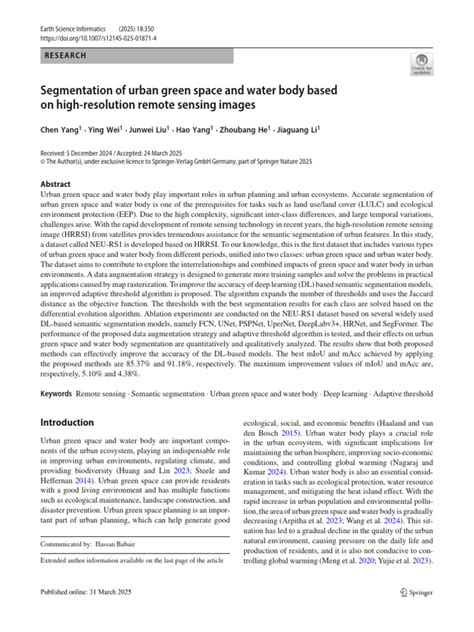 Segmentation Of Urban Green Space And Water Body Based Pdf Image Segmentation