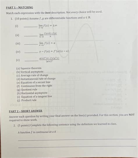 Solved PART MATCHING Match Each Expression With The Best Chegg Com