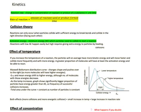 Aqa A Level Chemistry Kinetics A Notes New Spec Teaching Resources