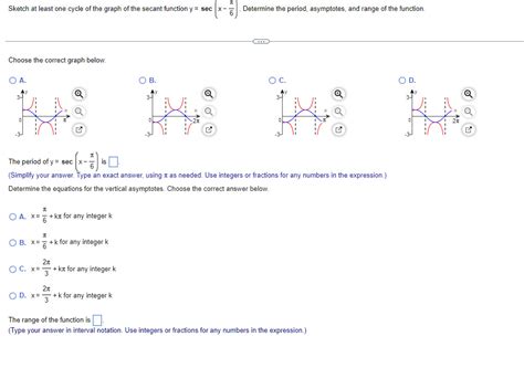 Solved Sketch At Least One Cycle Of The Graph Of The Secant