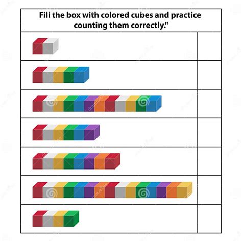 Color Cube Counting Exercise With 3d Shapes Contour Vector