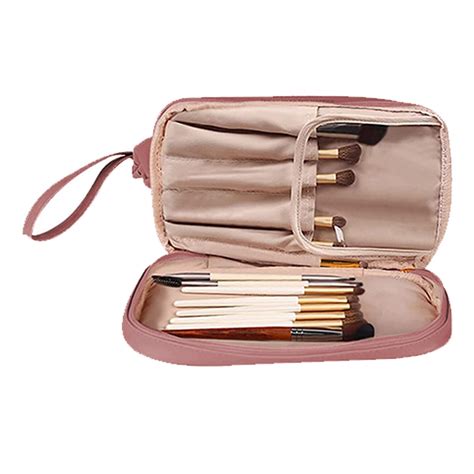 Large Makeup Bag Double Layer Cosmetic Bag Travel Makeup Bag Pink