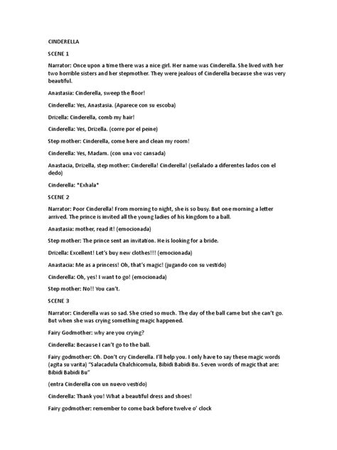 Cinderella Script Pdf Cinderella Traditional Stories
