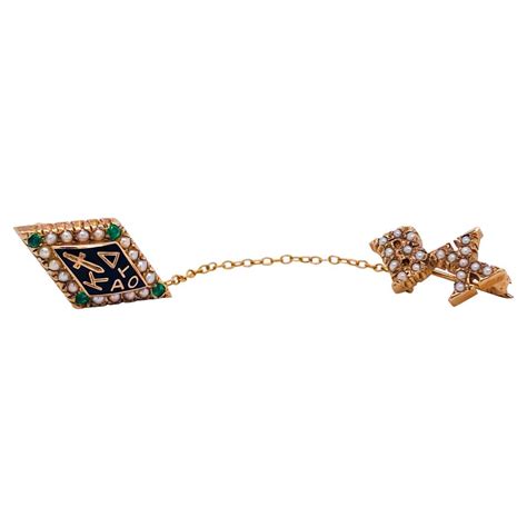 Gamma Phi Beta Sorority Pin Circa 1985 With Seed Pearls And Black