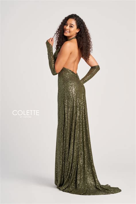 Colette Cl5115 Sequin Prom Long Halter Formal Dress The Dress Outlet
